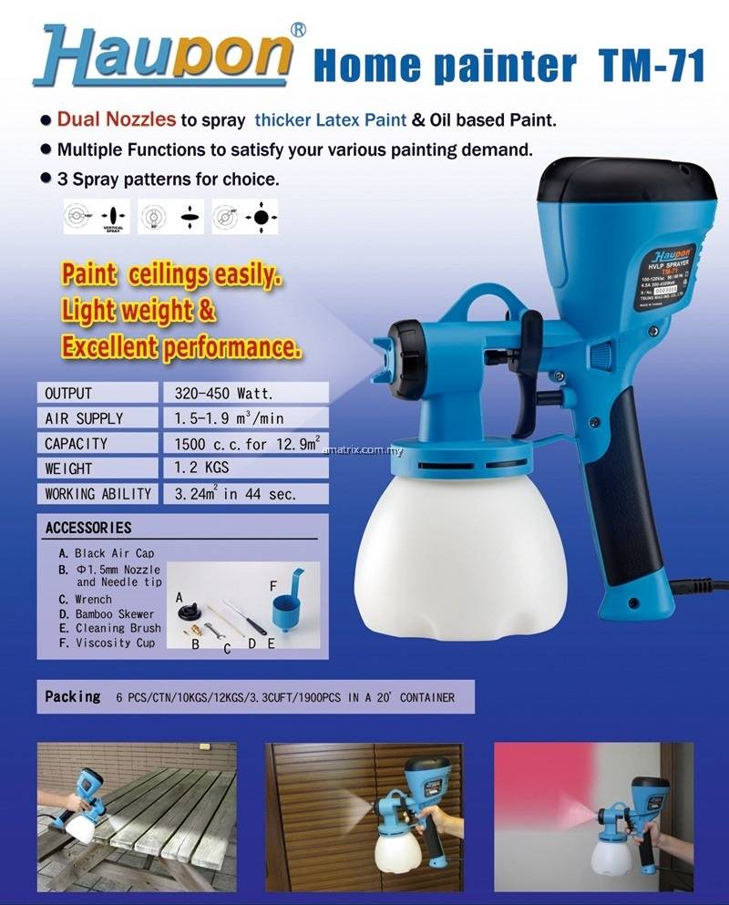Haupon TM-71 HVLP Electric Spray Gun - Home Painter Set